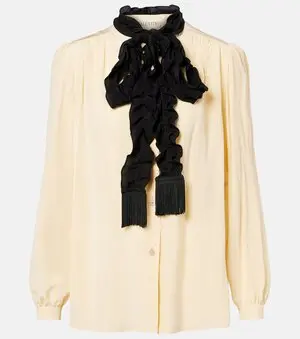 Valentino Garavani Ruffled Silk Crêpe De Chine Blouse - White