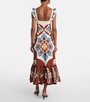 La DoubleJ Palazzo Placée Cotton-blend Midi Dress - Multicoloured