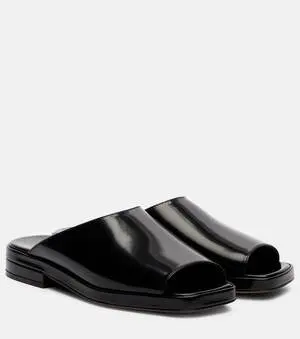 THE ROW Emi Patent Leather Mules - Black