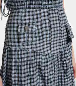 GANNI Gingham High-rise Maxi Skirt