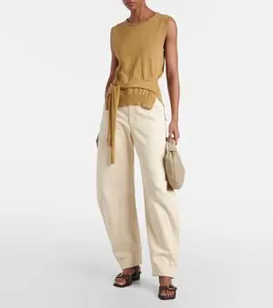 LEMAIRE Belted Barrel-leg Jeans - White