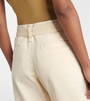 LEMAIRE Belted Barrel-leg Jeans - White
