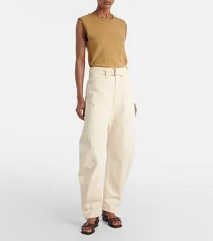 LEMAIRE Belted Barrel-leg Jeans - White