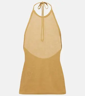 LEMAIRE Knitted Halterneck Cotton Top - Beige