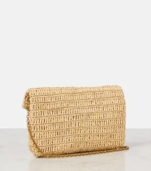 Saint Laurent Cassandre Mini Raffia Shoulder Bag - Beige