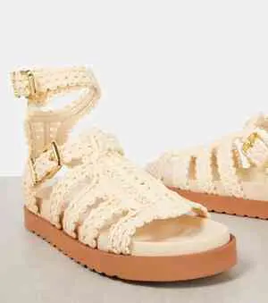 Zimmermann Goldie Raffia Gladiator Sandals