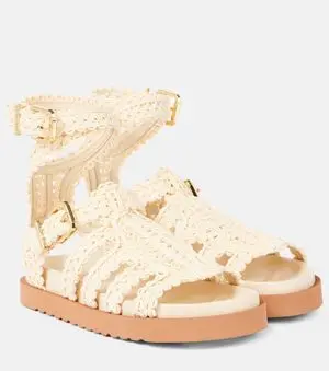 Zimmermann Goldie Raffia Gladiator Sandals