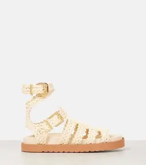 Zimmermann Goldie Raffia Gladiator Sandals