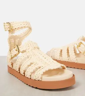 Zimmermann Goldie Raffia Gladiator Sandals