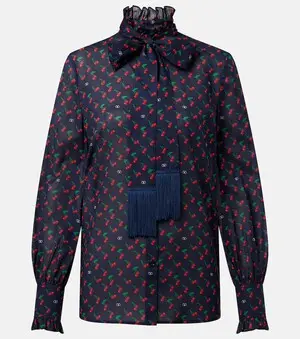 Valentino Garavani Bow-detail Cotton Muslin Blouse - Blue