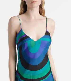 Emilio Pucci Iride Silk Twill Maxi Dress And Cape Set - Green