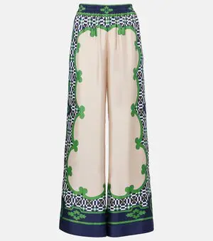 La DoubleJ Printed Silk Twill Palazzo Pants - Multicoloured