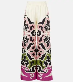 La DoubleJ Printed Silk Twill Palazzo Pants - Multicoloured