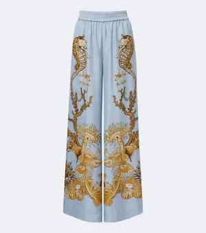 La DoubleJ Printed Silk Twill Palazzo Pants - Multicoloured