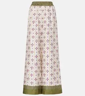 La DoubleJ Printed Silk Twill Palazzo Pants - Multicoloured