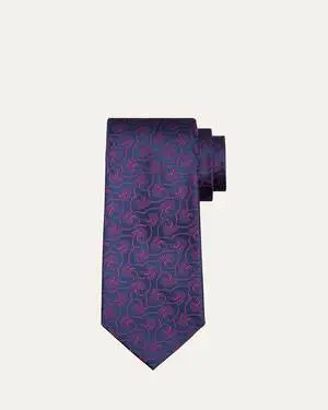 Charvet Waves Silk Neck Tie 6-pnk