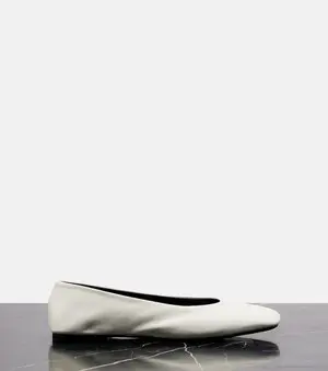 THE ROW Square Leather Ballet Flats - White