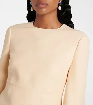 Valentino Garavani Wool Silk Midi Dress - Beige