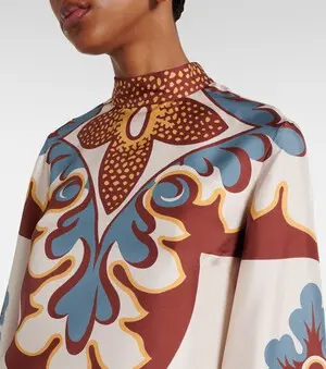 La DoubleJ Feather-trimmed Silk Top
