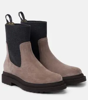 Brunello Cucinelli Ribbed-Knit Ankle Boots