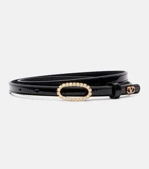 VALENTINO VLogo Embellished Leather Belt