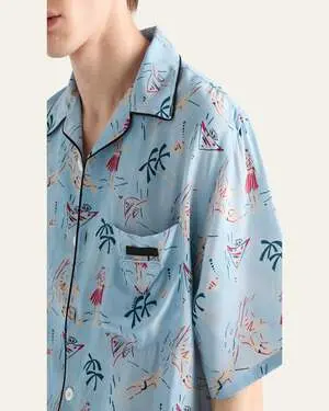 Prada Hawaiian-print Short-sleeve Shirt