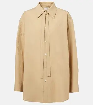 LEMAIRE Tie-detailed Cotton Shirt - Beige