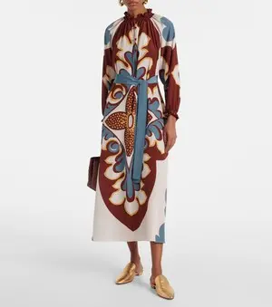 La DoubleJ Cerere Silk Crêpe De Chine Midi Dress - Multicoloured