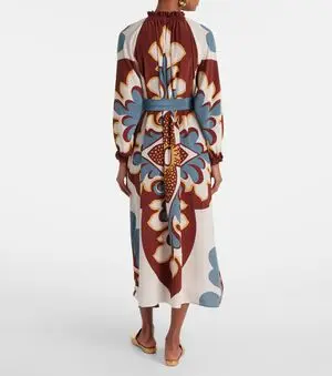 La DoubleJ Cerere Silk Crêpe De Chine Midi Dress - Multicoloured