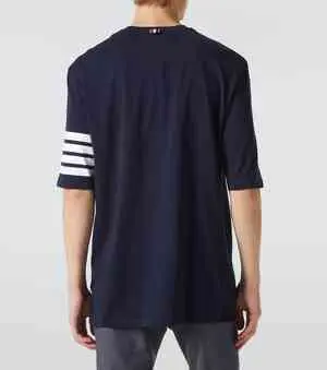 Thom Browne 4-bar Cotton Jersey T-shirt - Blue