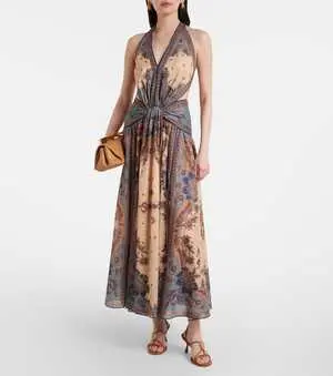Zimmermann Ascension Plunge Halter Maxi Dress - Multicoloured - 20% Off |  Editorialist