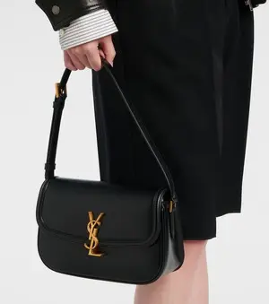 Saint Laurent Solferino Small Leather Shoulder Bag - Black