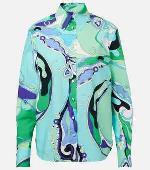Emilio Pucci Orchidee Printed Cotton Shirt - Green