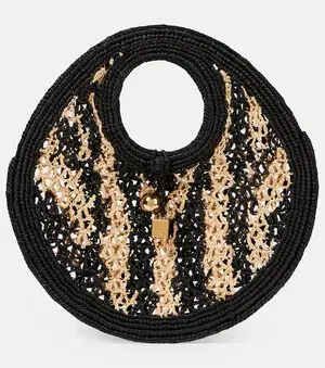 Jacquemus Spiaggia Small Raffia Shoulder Bag - Black