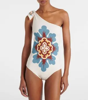 La DoubleJ Goddess Printed One-shoulder Swimsuit