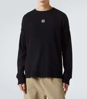 Loewe Anagram Ribbed-knit Cotton T-shirt - Black