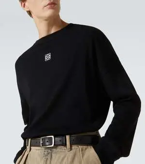 Loewe Anagram Ribbed-knit Cotton T-shirt - Black