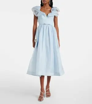 Zimmermann Dawning Linen And Silk Midi Dress