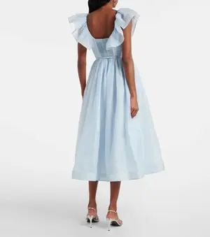 Zimmermann Dawning Linen And Silk Midi Dress