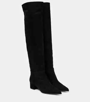 GIANVITO ROSSI Piper Suede Knee-high Boots - Black