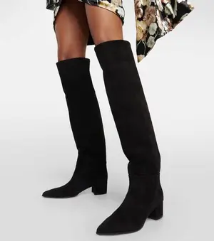 GIANVITO ROSSI Piper Suede Knee-high Boots - Black