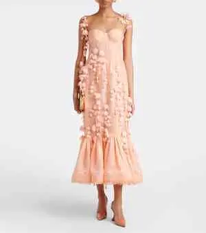 Zimmermann Dawning Linen And Silk Midi Dress - Pink
