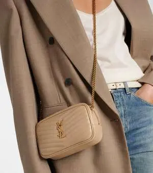 Saint Laurent Lou Mini Quilted Leather Camera Bag - Beige