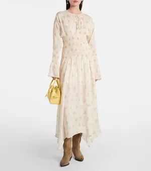 GANNI Printed Smocked Maxi Dress