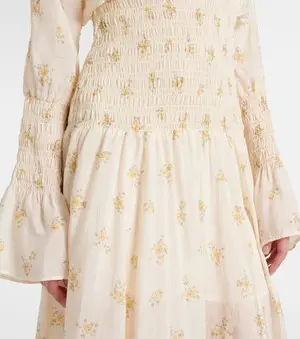 GANNI Printed Smocked Maxi Dress
