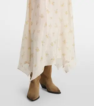 GANNI Printed Smocked Maxi Dress