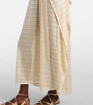 Melissa Odabash June Knitted Lame Kaftan - Neutrals