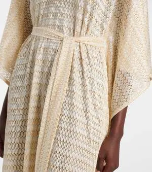 Melissa Odabash June Knitted Lame Kaftan - Neutrals