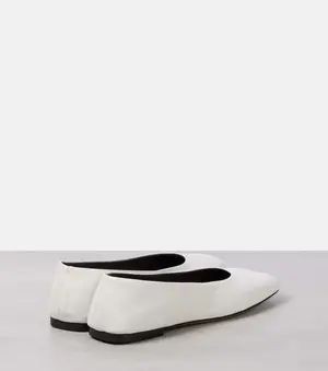 THE ROW Square Leather Ballet Flats - White