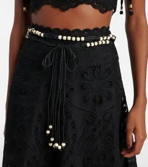 Zimmermann Rhiannon Embroidered Cotton Midi Skirt